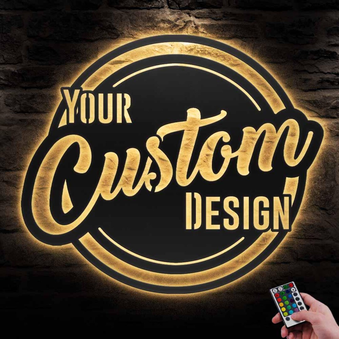 Custom Logo Design Metal Wall Art LED Light Personalized Business Logo ...