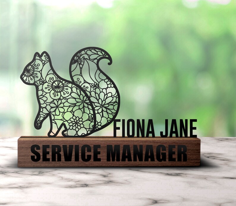 Custom Squirrel Desk Name Plate Wedge Personalized Nameplate - Etsy