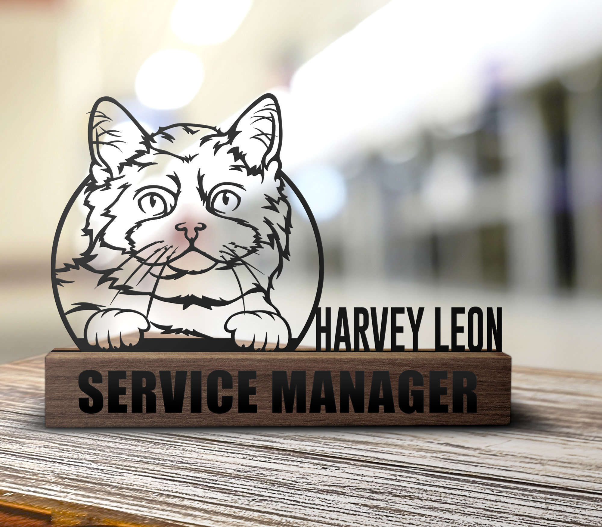 Custom Cute Cat Desk Name Plate Wedge Personalized Funny Kitten ...
