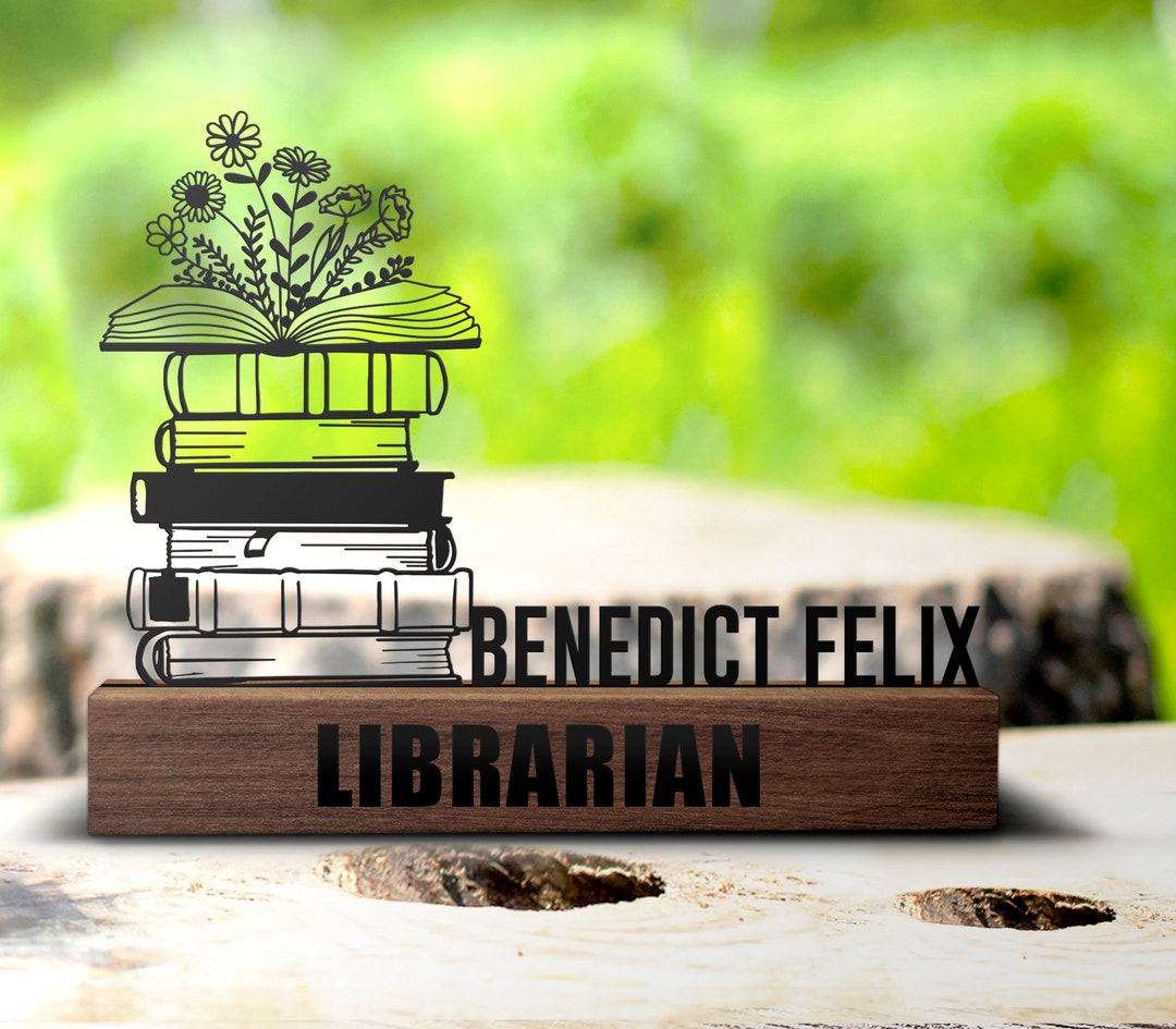Custom Librarian Desk Name Plate Wedge Personalized Library Nameplate ...