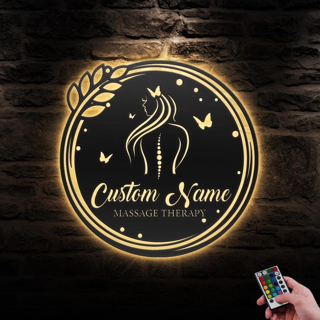 Custom Massage Therapist Metal Wall Art LED Light Personalized Beauty ...