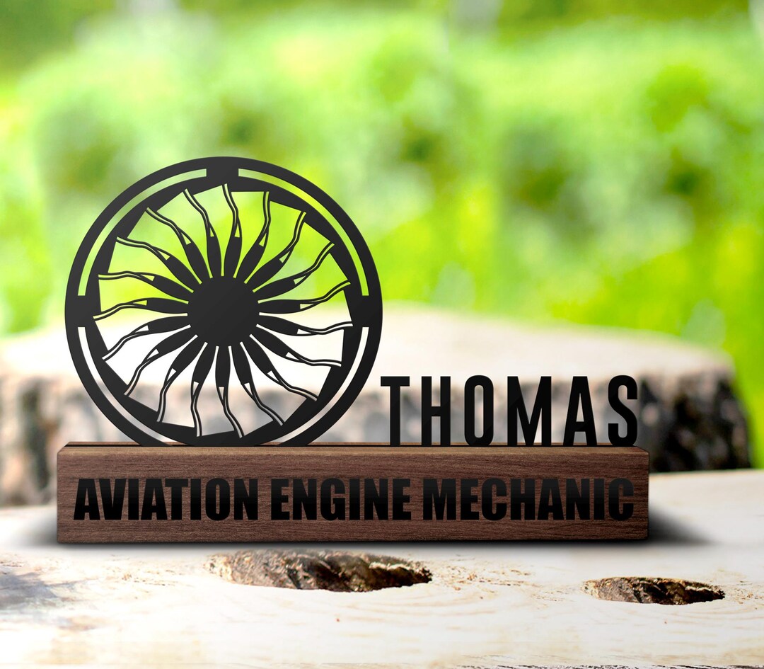 Custom Aviation Engine Mechanic Desk Name Plate Wedge Personalized ...