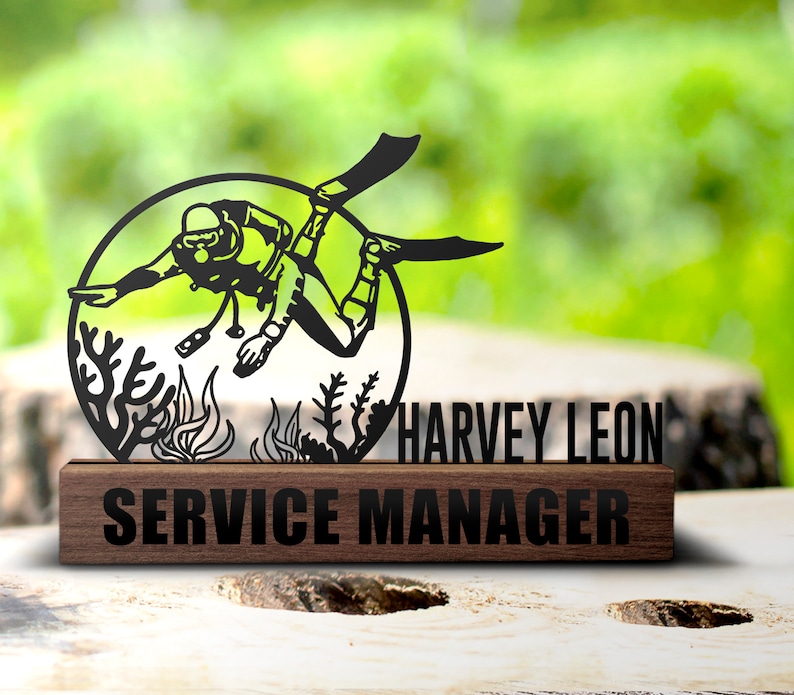 Custom Scuba Diving Desk Name Plate Wedge Personalized Scuba Diver ...