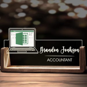 Custom Accountant Desk Name Plate, Personalized Acrylic Desk Sign With ...