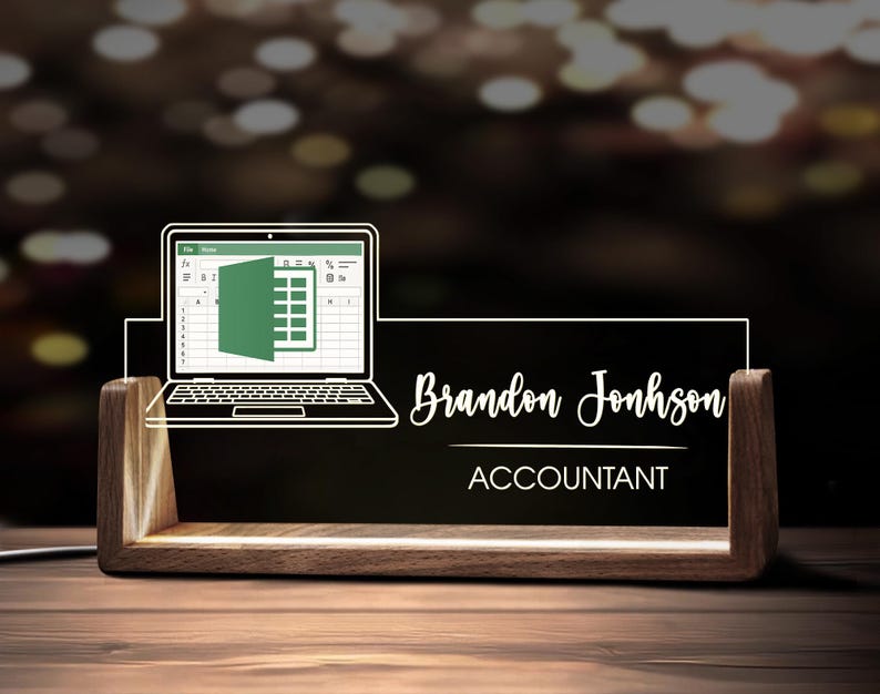 Custom Accountant Desk Name Plate, Personalized Acrylic Desk Sign With ...