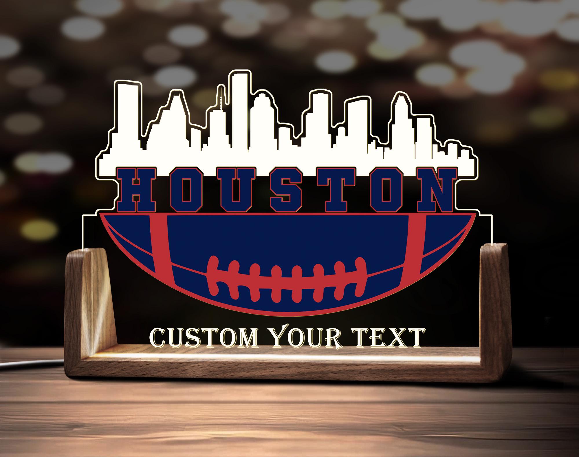 Custom Houston Skyline Desk Name Plate Personalized American Football ...