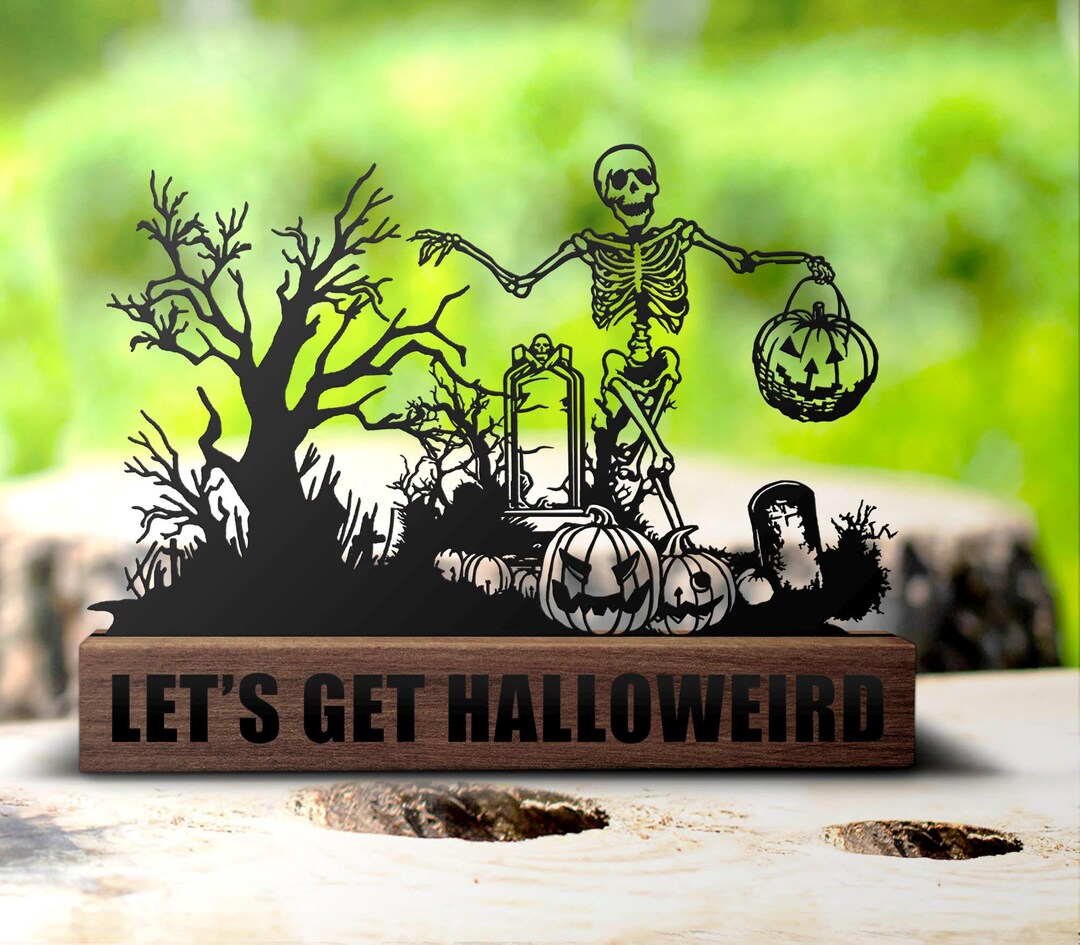 Custom Skeleton Spooky Season Desk Name Plate Wedge Personalized Stay ...