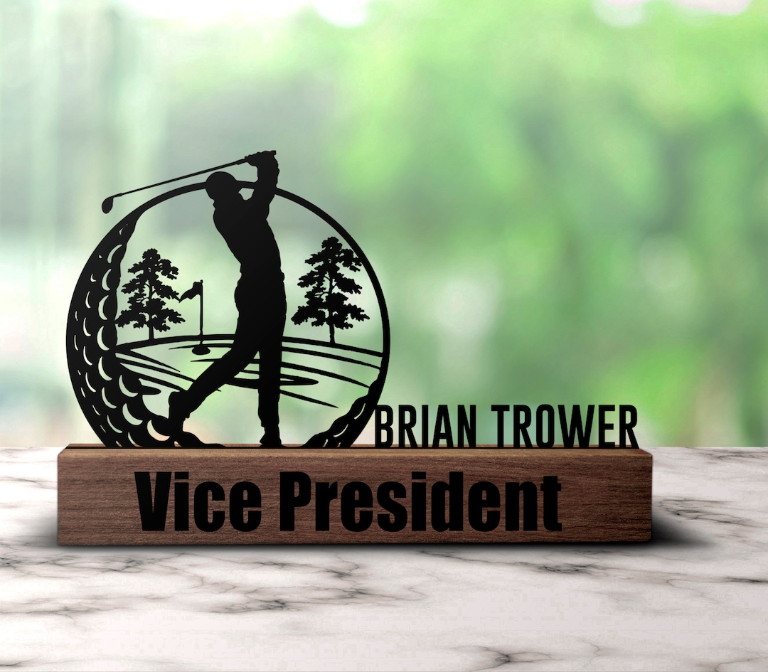 Custom Golf Desk Name Plate Wedge, Personalized Golfing Club Nameplate ...