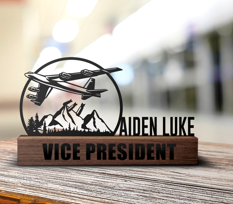 Custom Airplane Desk Name Plate Wedge Personalized Pilot Nameplate ...