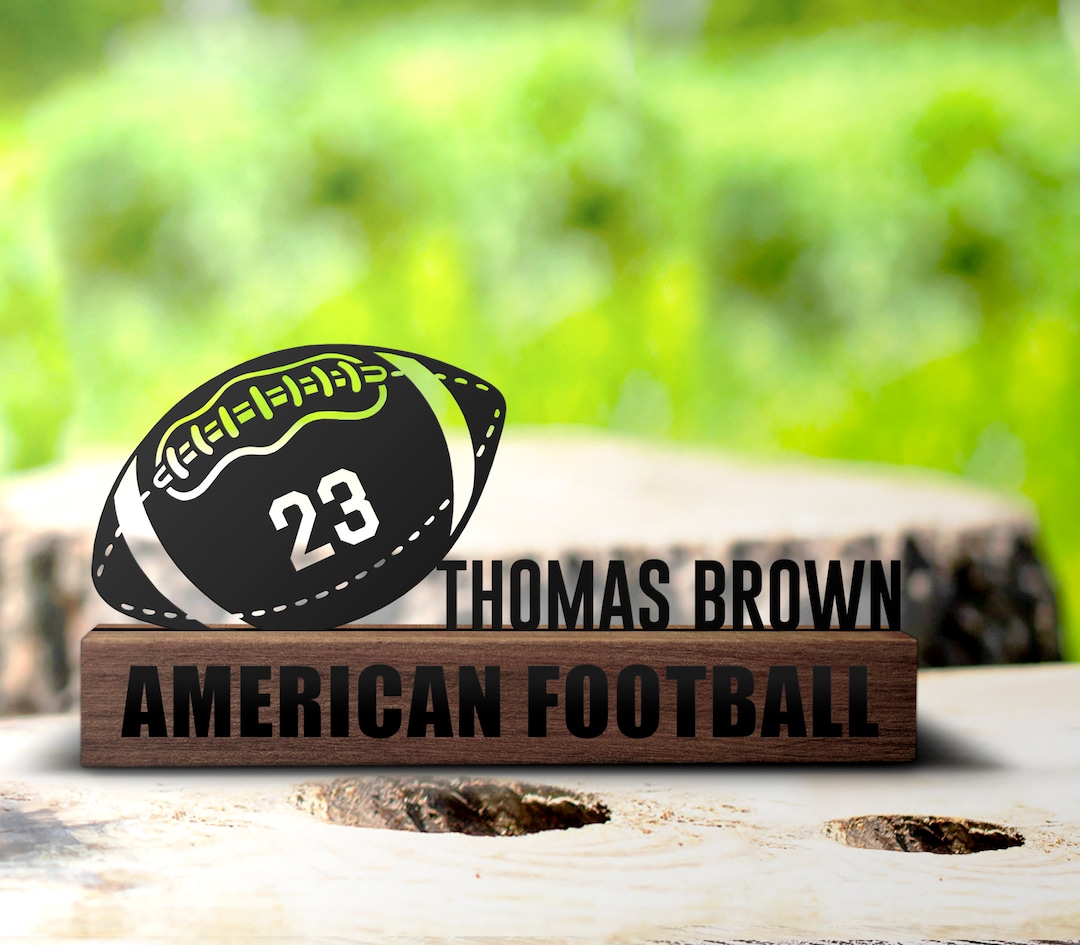 Custom American Football Desk Name Plate Wedge Personalized Football ...