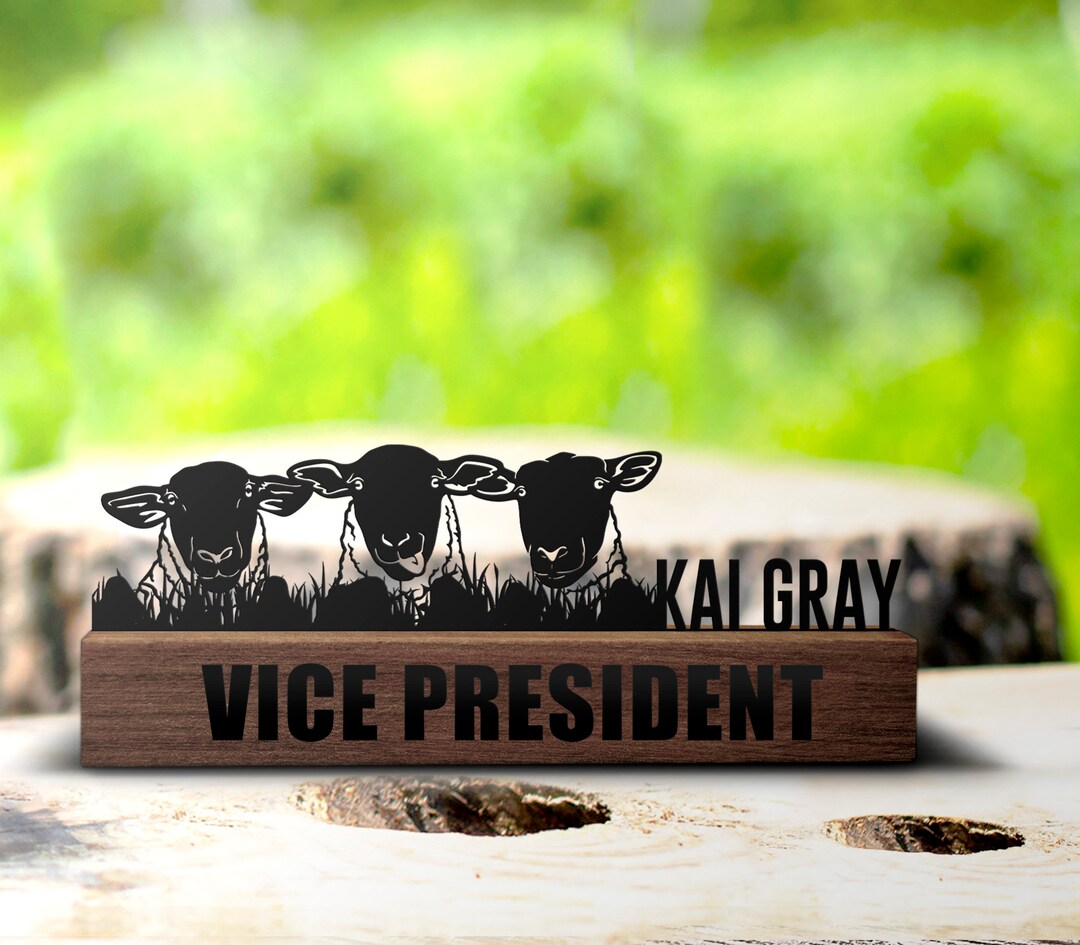 Custom Sheep Desk Name Plate Wedge, Personalized Lamb Farmhouse ...