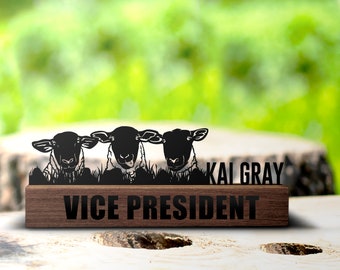 Custom Floral Cow Desk Name Plate Wedge, Personalized Farmhouse ...