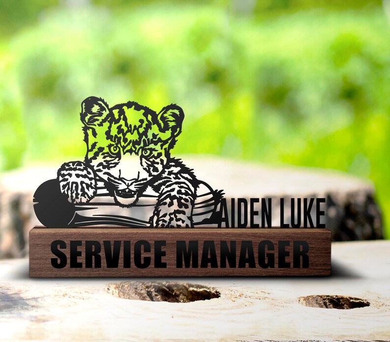 Custom Cheetah Desk Name Plate Wedge Personalized Nameplate - Etsy