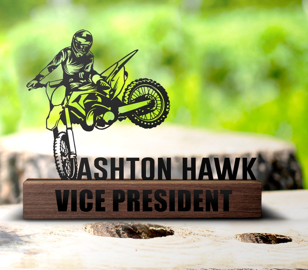Custom Motocross Biker Desk Name Plate Wedge Personalized Dirt Bike ...
