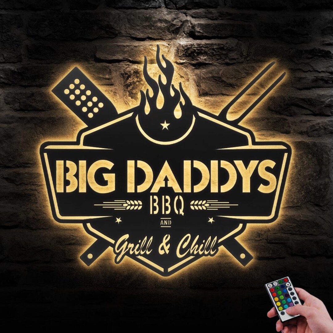 Custom Grillfather Grill and Grill Metal Wall Art LED Light ...