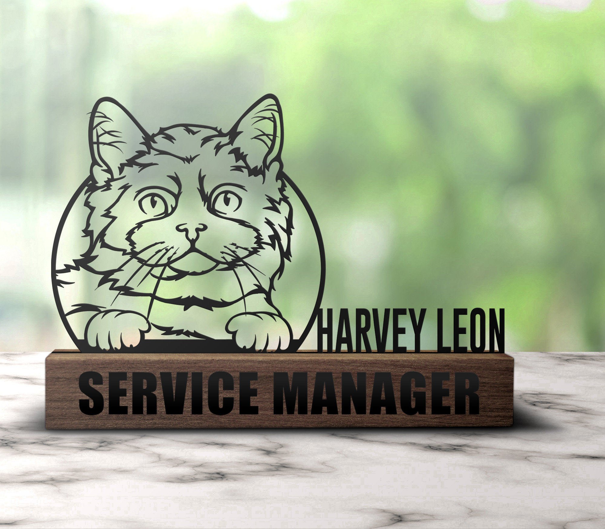 Custom Cute Cat Desk Name Plate Wedge Personalized Funny Kitten ...