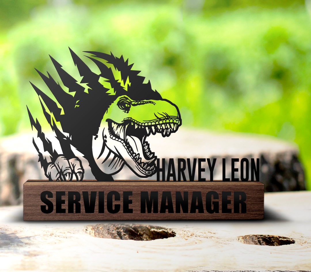 Custom Dinosaur Desk Name Plate Wedge, Personalized T-rex Road ...