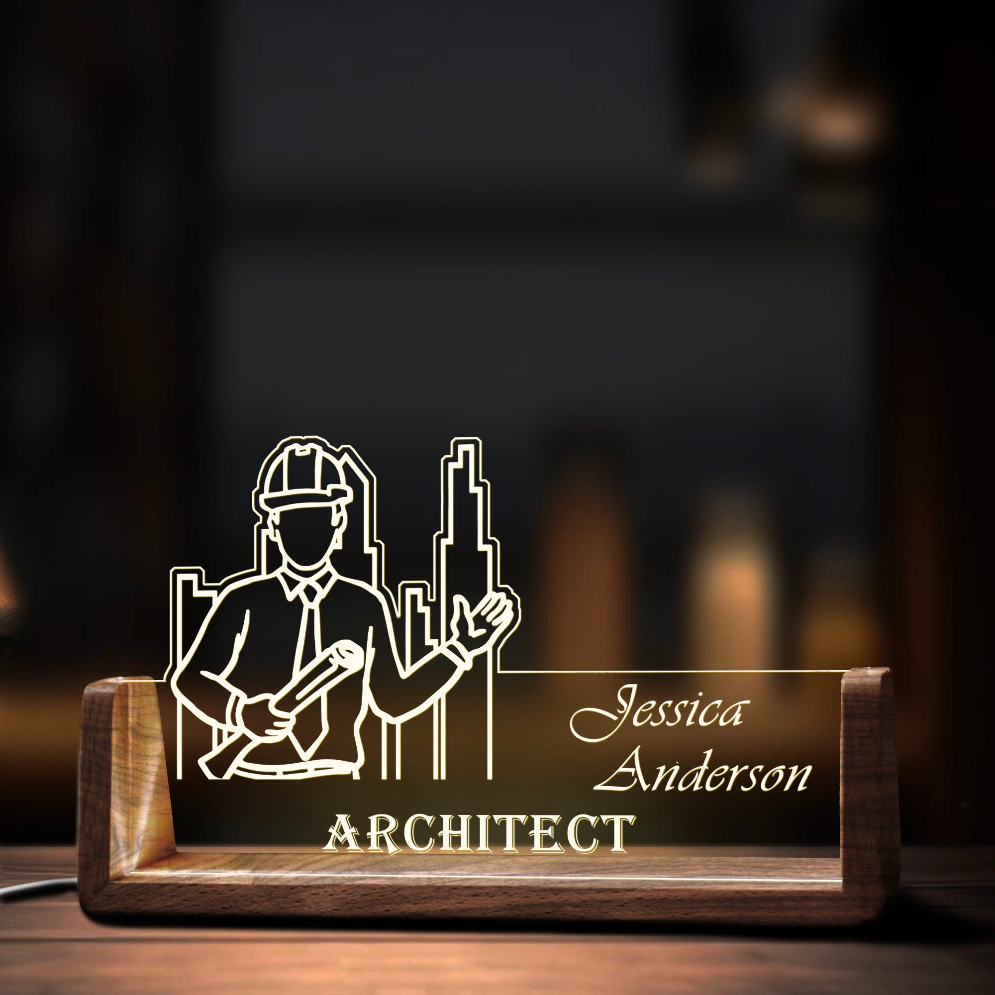 Custom Architect Desk Name Plate Personalized Architecture LED Light ...