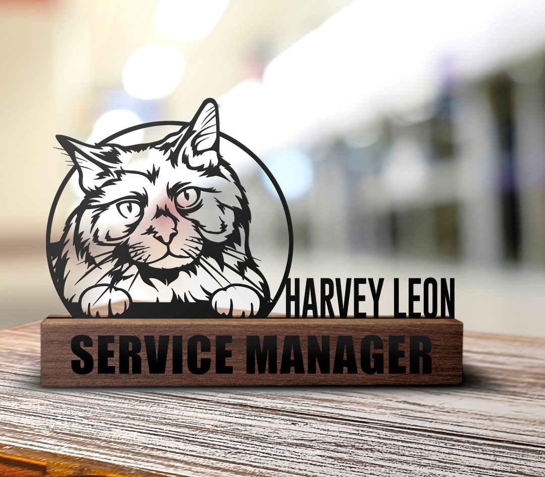 Custom Cute Cat Desk Name Plate Wedge Personalized Funny Kitten ...