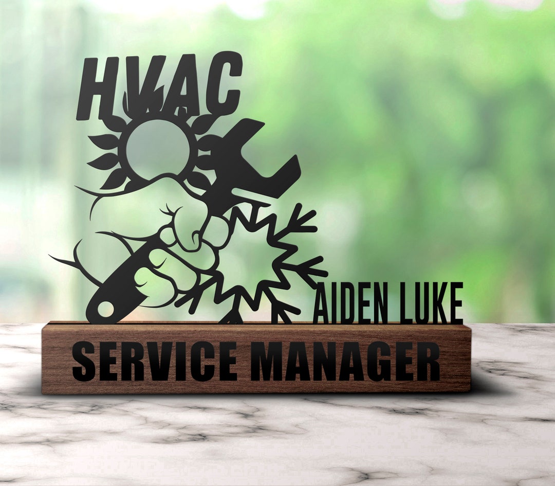 Custom Heating and Cooling Desk Name Plate Wedge, Personalized Air ...