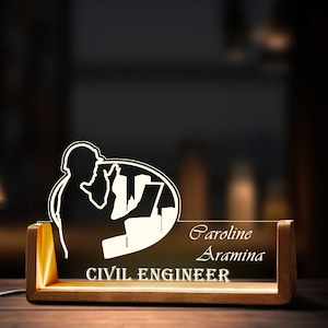 Custom Civil Engineer Desk Name Plate Personalized Engineering LED ...