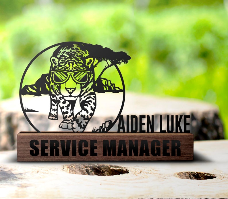 Custom Cheetah Desk Name Plate Wedge Personalized Nameplate - Etsy