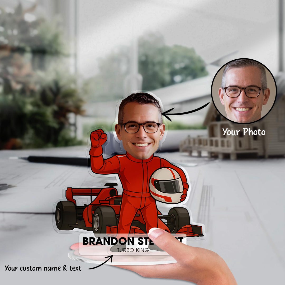 Custom Race Car Driver Figurine Trinket Portrait Caricature Desk Name ...