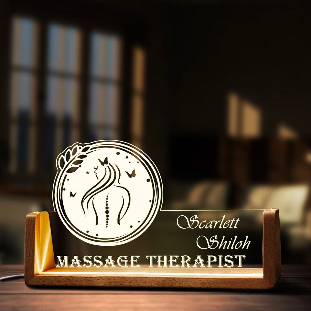 Custom Massage Therapist Desk Name Plate Personalized Therapist Spa LED ...