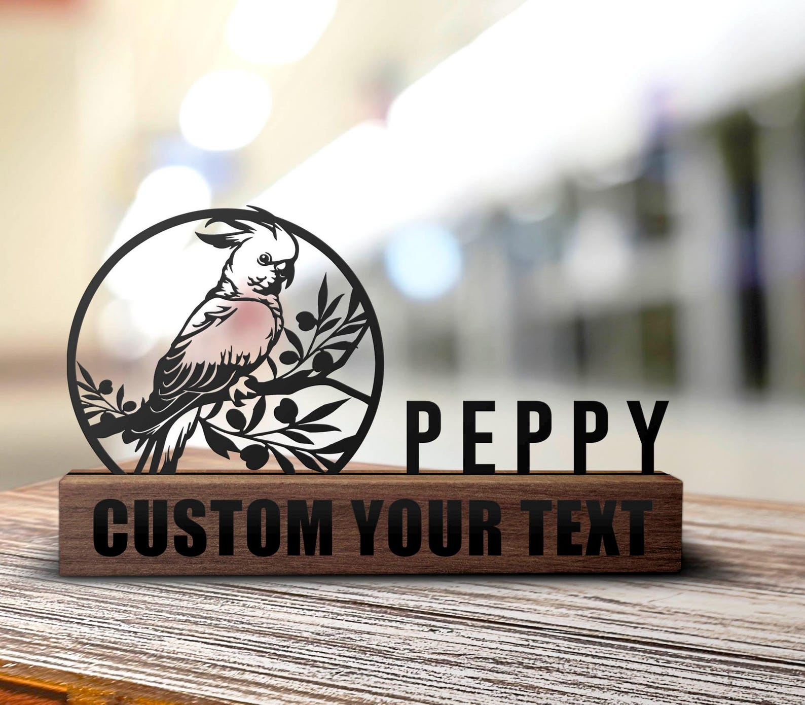 Custom Cockatoo Bird Desk Name Plate Wedge Personalized Parrot ...