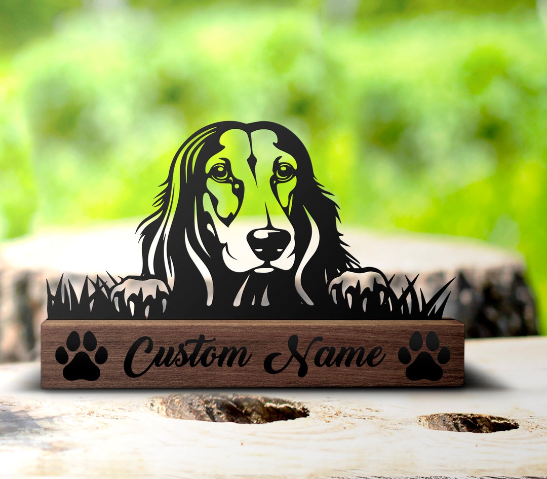 Custom Saluki Dog Desk Name Plate Wedge Personalized Peeking Dog ...