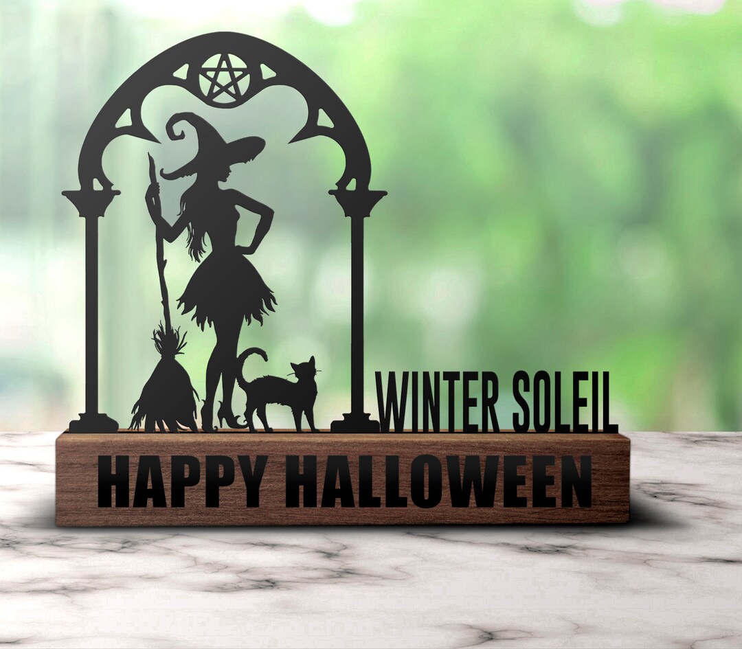 Custom Halloween Desk Name Plate Wedge Personalized Witch Nameplate ...