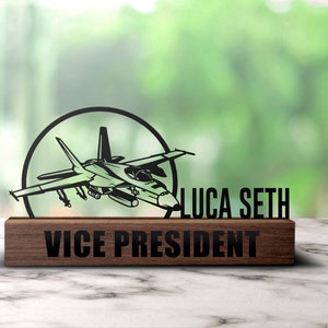 Custom Airplane Desk Name Plate Wedge Personalized Pilot Nameplate ...