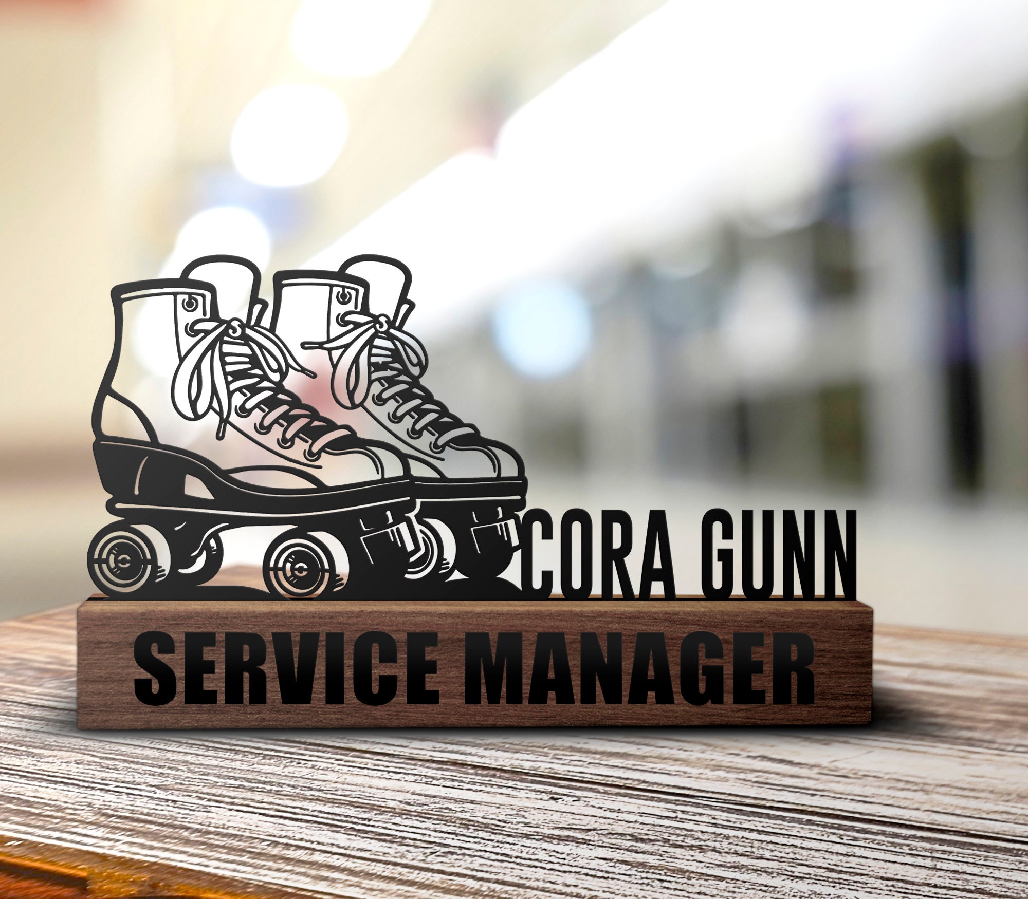 Custom Roller Skating Desk Name Plate Wedge Personalized Roller Skates ...