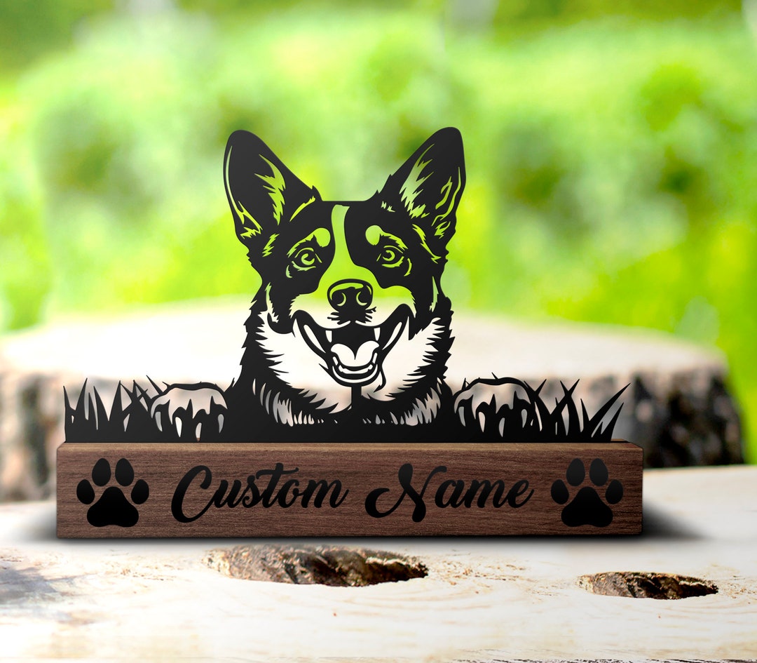 Custom Heeler Dog Desk Name Plate Wedge Personalized Peeking Dog ...