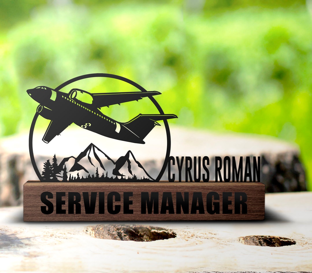 Custom Airplane Desk Name Plate Wedge Personalized Pilot Nameplate ...