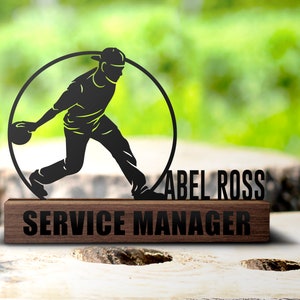 Custom Bowling Ball Desk Name Plate Wedge, Personalized Bowling ...