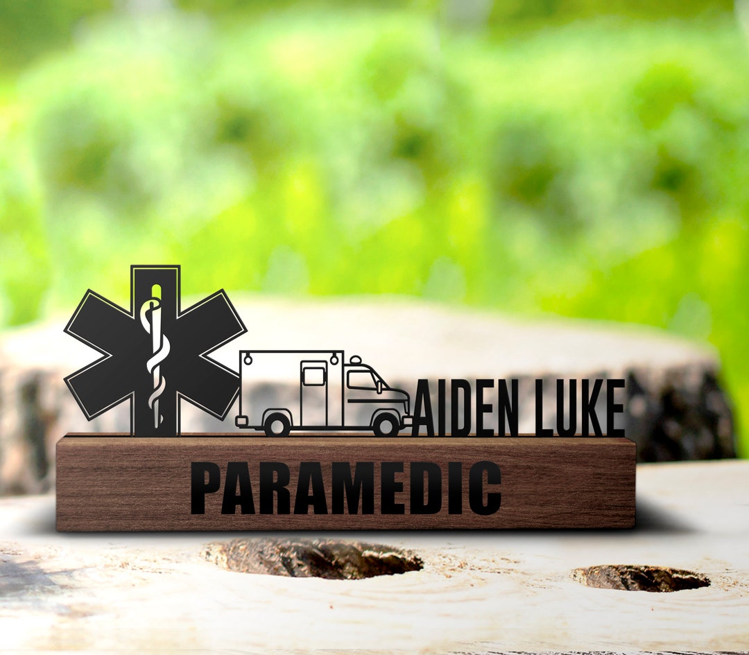Custom Paramedic Desk Name Plate Wedge Personalized EMS EMT Nameplate ...