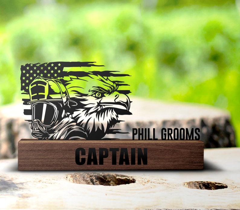 Custom Firefighter Desk Name Plate Wedge Personalized Fireman - Etsy
