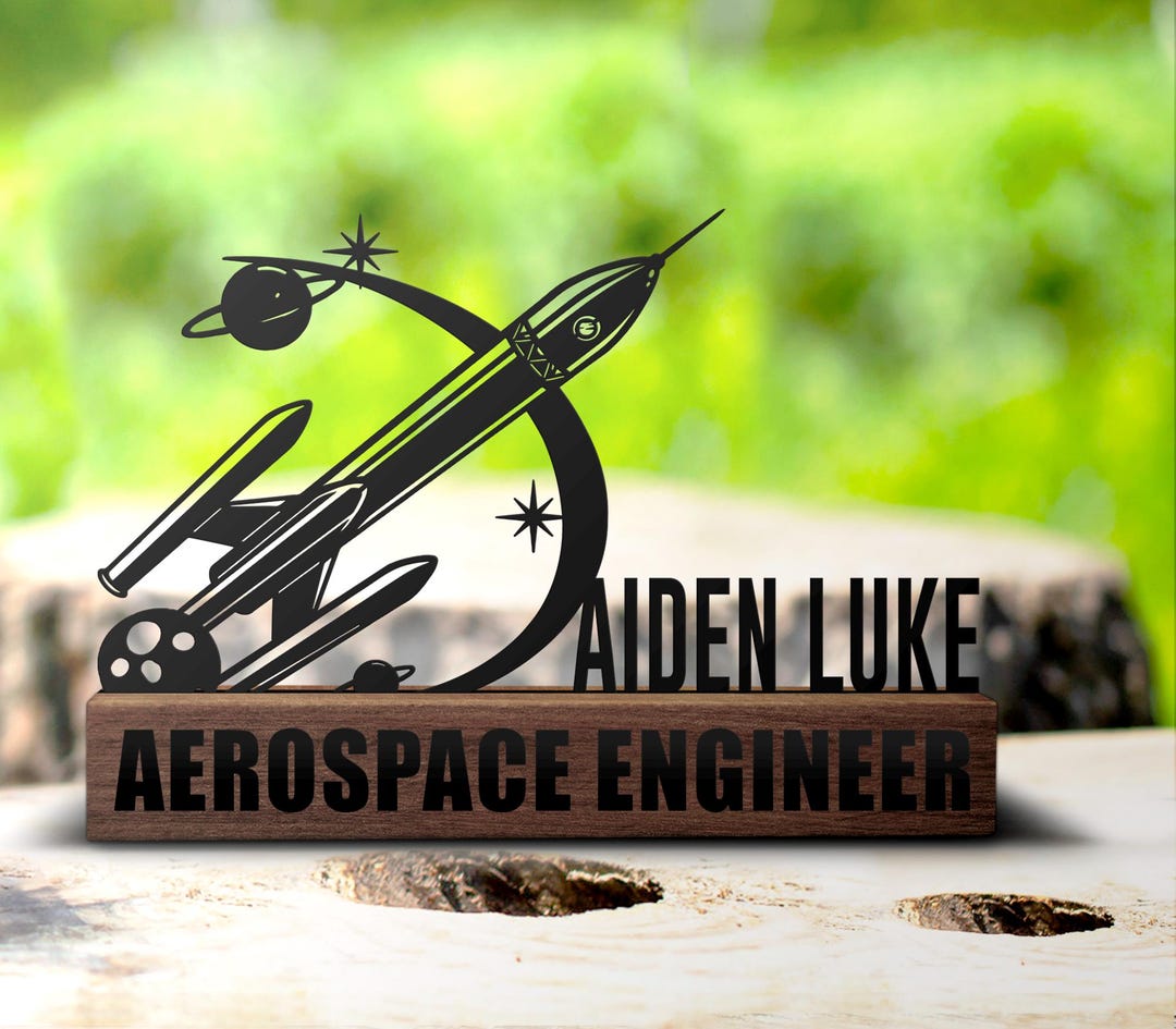 Custom Aerospace Engineer Desk Name Plate Wedge Personalized Spaceship ...