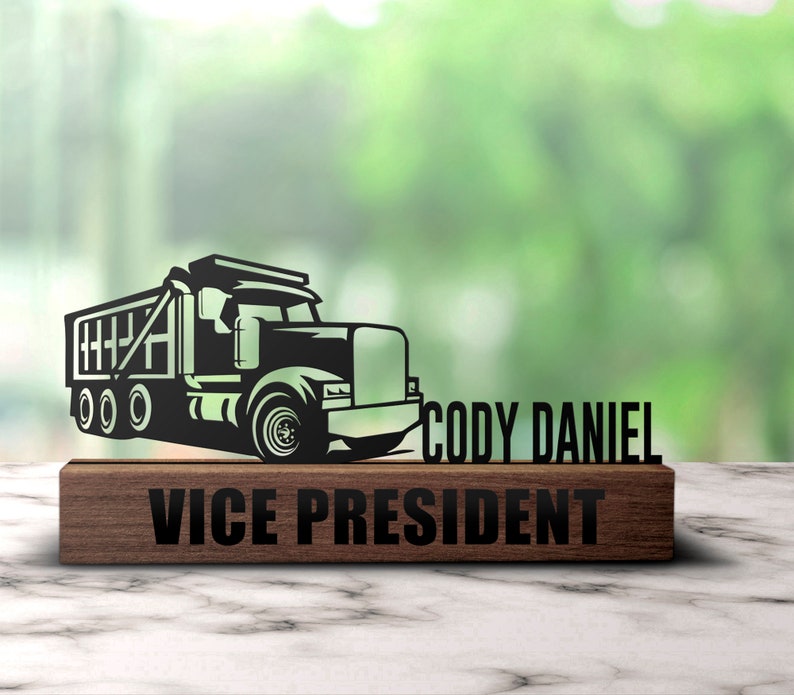 Custom Dump Truck Driver Desk Name Plate Wedge Personalized ...