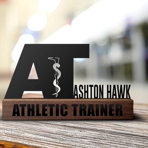 Custom Athletic Trainer Gift Desk Name Plate Wedge Personalized Trainer ...