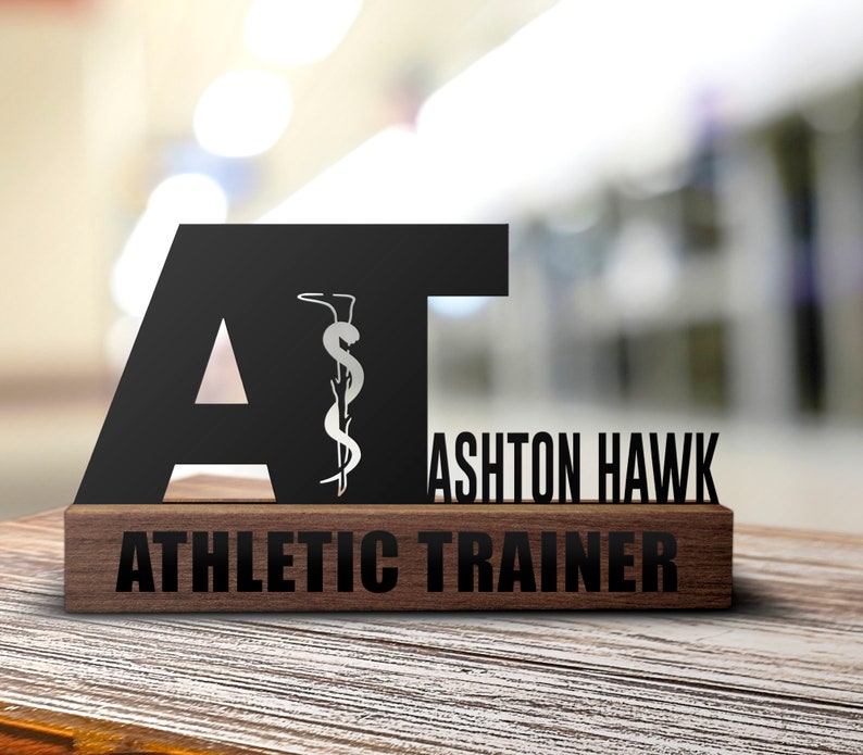 Custom Athletic Trainer Gift Desk Name Plate Wedge Personalized Trainer ...
