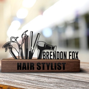 Custom Hair Salon Desk Name Plate Wedge Personalized Hair Stylist ...
