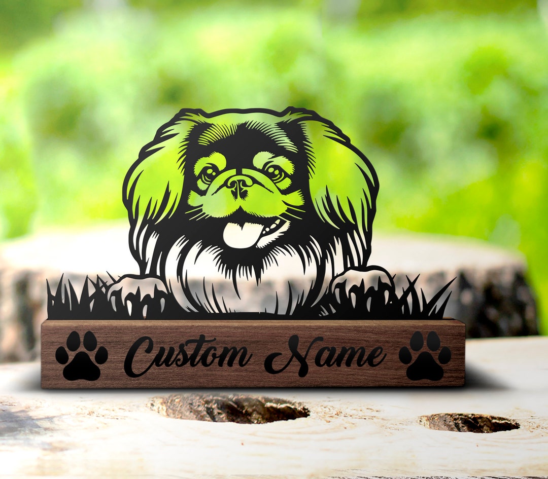 Custom Pekingese Dog Desk Name Plate Wedge Personalized Peeking Dog ...