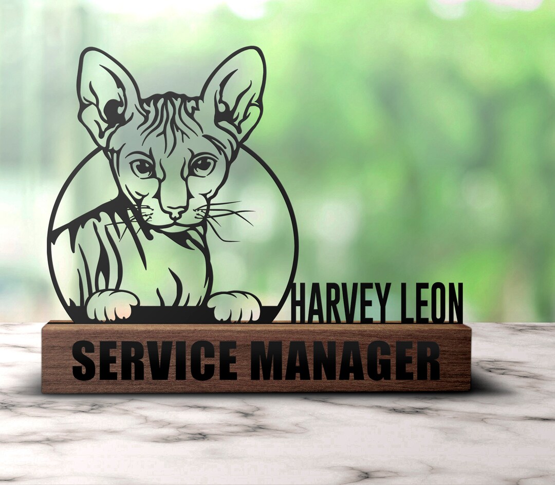 Custom Cute Cat Desk Name Plate Wedge Personalized Funny Kitten ...