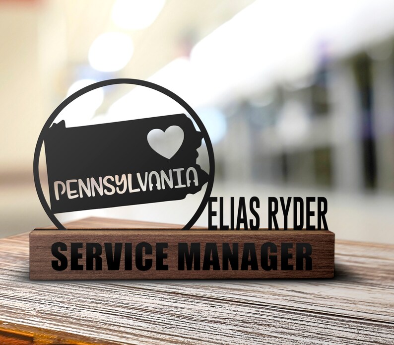 Custom Pennsylvania Map Desk Name Plate Wedge Personalized - Etsy