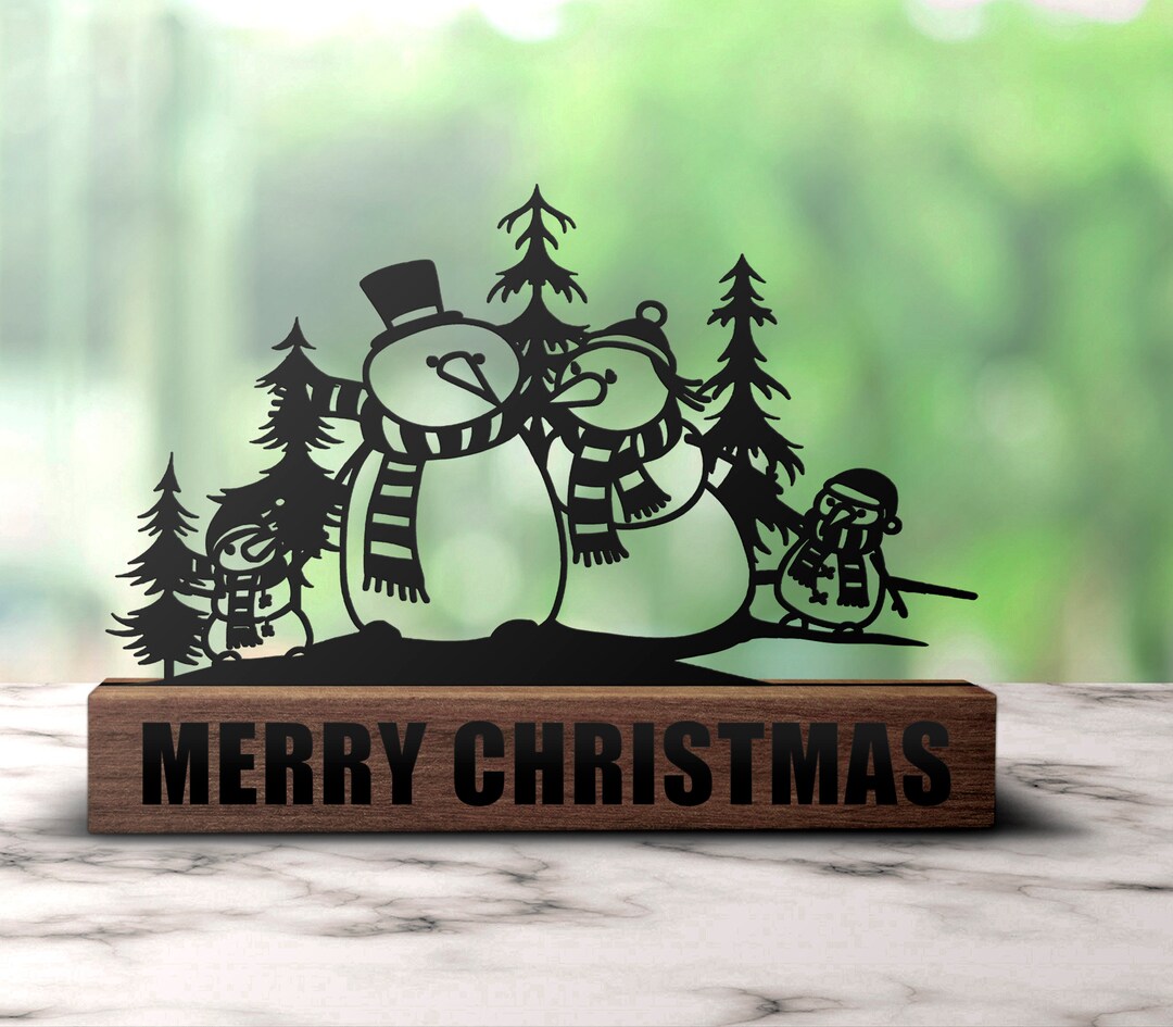 Custom Christmas Snowman Desk Name Plate Wedge Personalized Merry ...