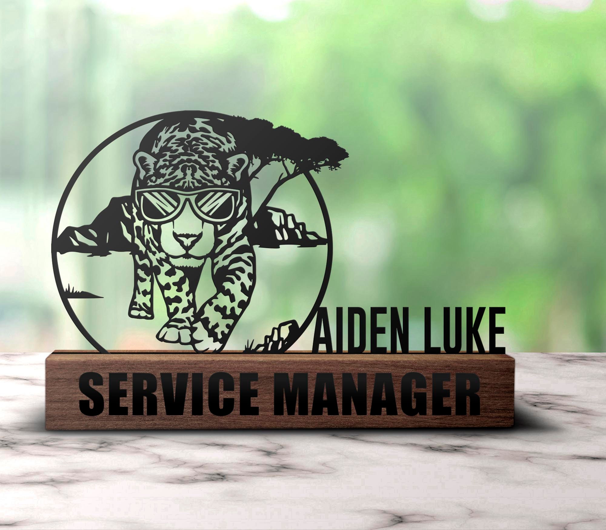 Custom Cheetah Desk Name Plate Wedge Personalized Nameplate - Etsy