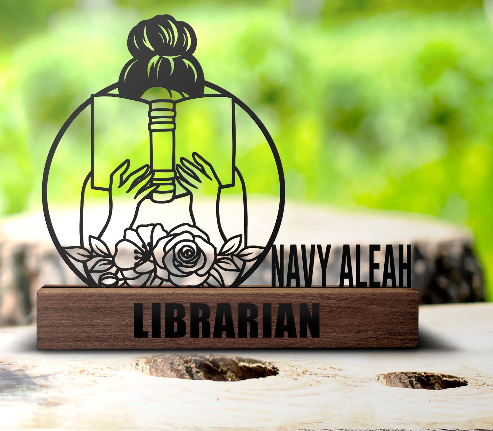 Custom Librarian Desk Name Plate Wedge Personalized Library Nameplate ...