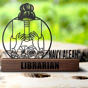 Custom Librarian Desk Name Plate Wedge Personalized Library Nameplate ...